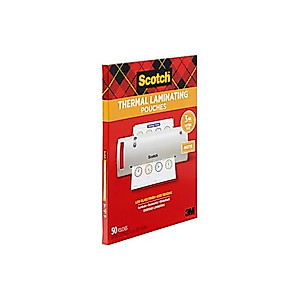 Scotch Matte Thermal Laminating Pouches, Ultra Clear with Matte Finish, Letter Size 8.9 in x 11.4 in, 50-Pack