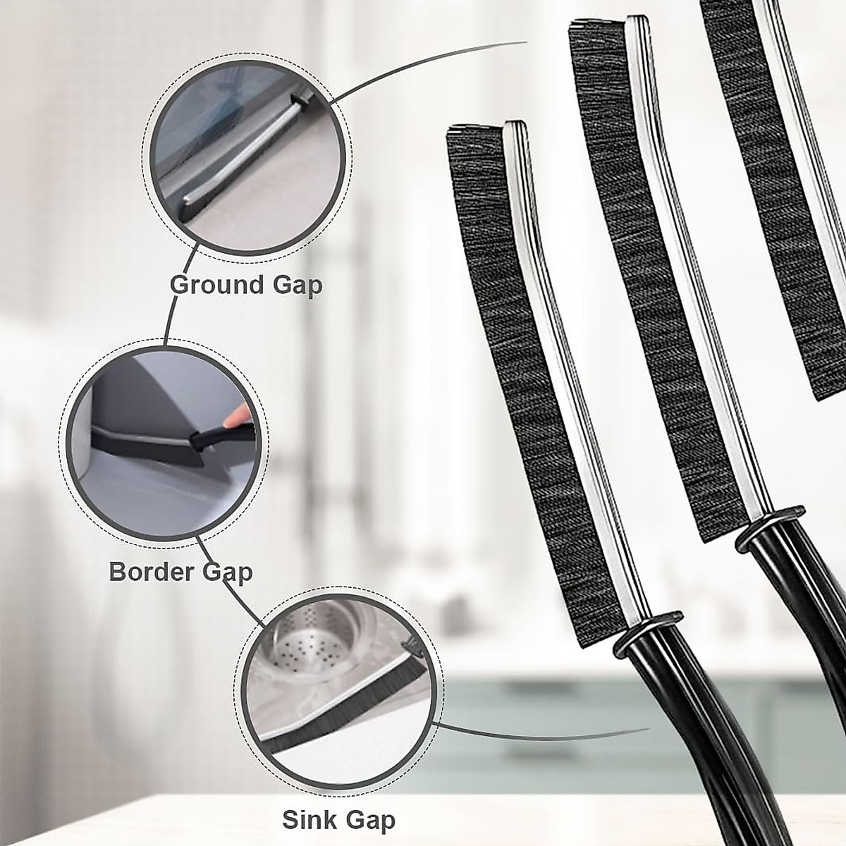 3 PCS Crevice Cleaning Brush, Hard Bristle Crevice Cleaning Brush, Gap Cleaning Brush, New Multifunctional Detailing Brush - Stove Top & Shower Cleaner, Vegetable & Window Groove Brush,Scrub Brush