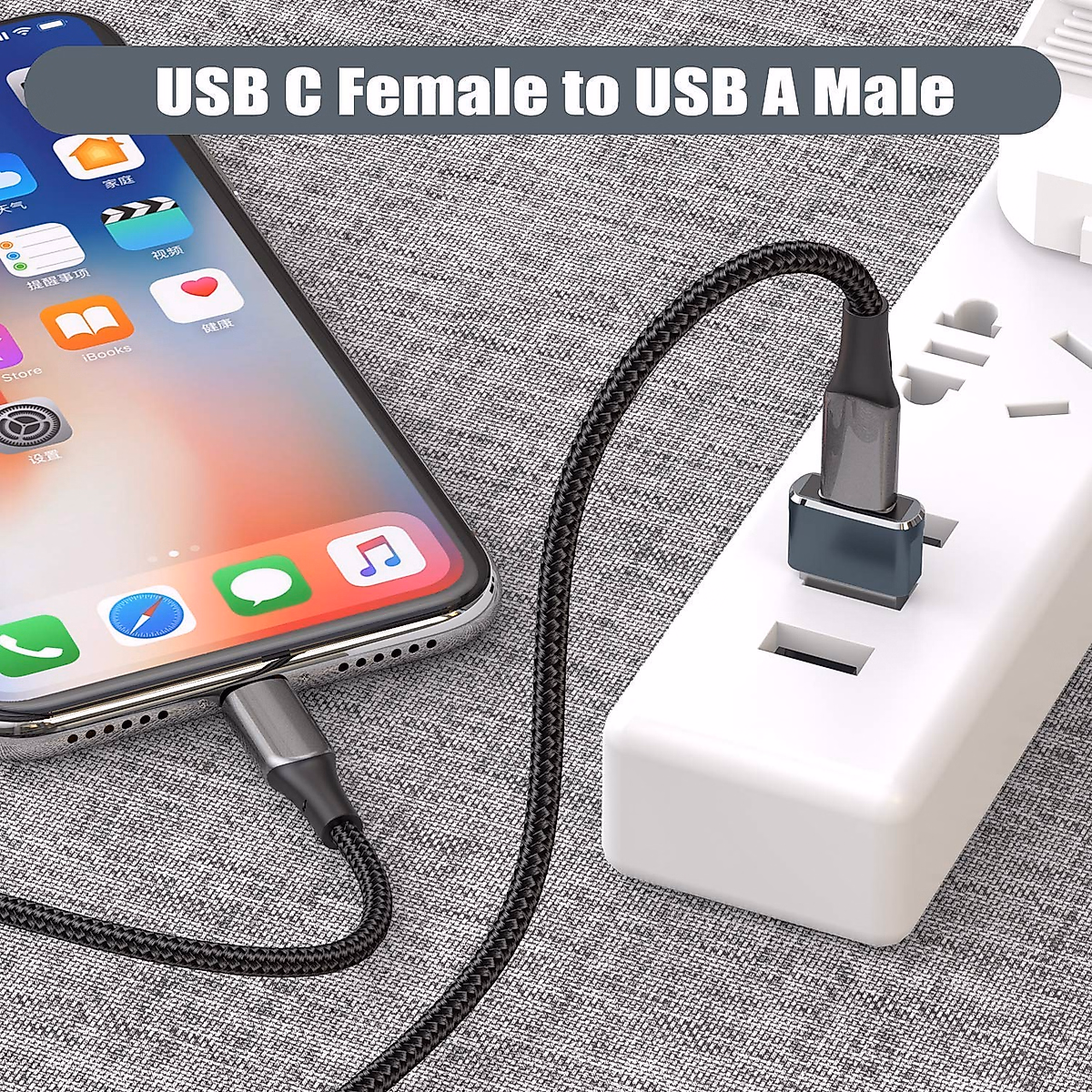 Basesailor USB C Female to A Male Adapter, Compatible with iPhone 11, Mini Pro, iPad Air, Samsung Galaxy Note 10, Able to Charge or Transfer Data