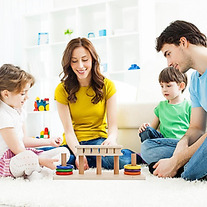 MEYOR Montessori Wooden Ring Slide Toys for Toddler Baby's Hand-Eye Coordination & Hands-on Skills