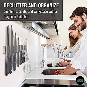 ﻿Island Genius 16 Inch Stainless Steel Magnetic Knife Holder Bar Strip for Wall - Kitchen Knife, Utensil and Tool Storage Organizer Magnet