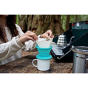 Pour Over Coffee Kit (Gray) Collapsible Pour Over Coffee Dripper and Set Of 3 Reusable Cotton Coffee Filters Perfect For Travel And Camping - Travel Ready Gear