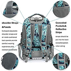 Tilami Rolling Backpack Laptop 18 inch with Lunch Bag, Rainforest