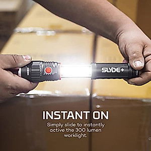 NEBO SLYDE+ 300 Lumen LED Flashlight & Red COB Work Light, 4x Zoom & Strong Magnetic Base, EDC Flashlight, Camping Light, LED Emergency Light