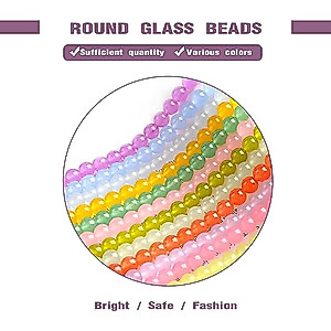 855pc Glass Beads Bracelet Making Kit, 28 Colors 8mm Glass Beads for Jewelry Making Crystal Beads for Bracelet Earring, Necklaces and DIY Crafts Glass Round Beads Bulk with Spacer Beads Set
