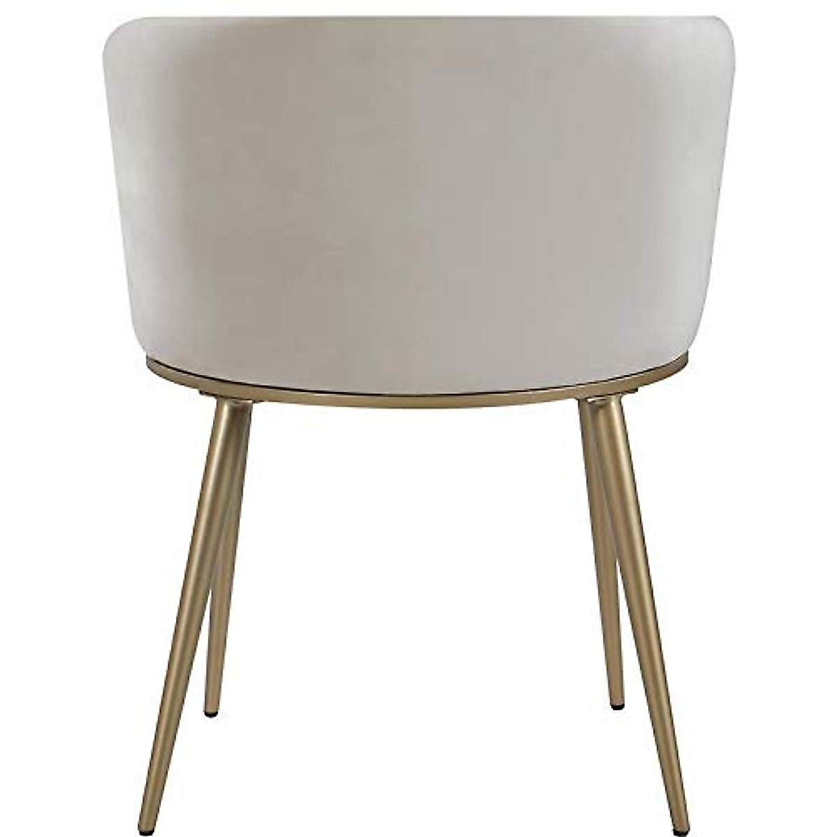 Meridian Furniture Skylar Collection Modern | Contemporary Upholstered Dining Chair with Rounded Back and Sturdy Iron Legs, Set of 2, 23.5" W x 23.5" D x 30" H, Cream Velvet, Gold