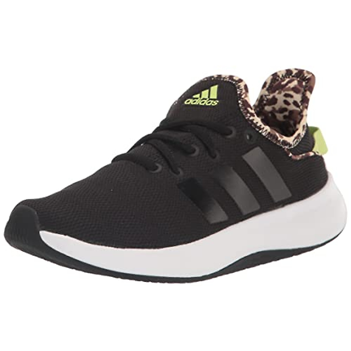 adidas Women's Cloudfoam Pure Sneaker, Black/Black/Pulse Lime, 8.5