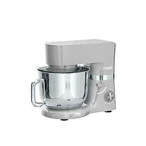 Stand Mixer, POWWA 7.5 Quart Electric Mixer, 6+1 Speed 660W Tilt-Head Kitchen Food Mixers with Whisk, Dough Hook, Mixing Beater & Splash Guard for Baking, Cake, Cookie (Silver-with Handle)