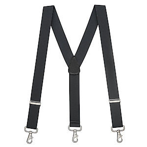 Suspender Store Solid Suspenders -1.5-Inch Wide Elastic - Y-Back - Trigger Snaps - 48" for 5'9" to 6'2" Tall - Black
