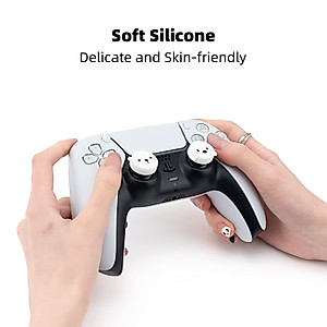 GeekShare Cute Animal Theme Playstation 4 Controller Thumb Grips, Thumbsticks Cover Set Compatible with Switch Pro Controller and PS4 PS5 Controller, 4 Pcs - Dog and Bear