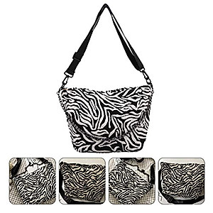 Amosfun Zebra Print Tote Bag Single-Shoulder Bag Umbrella Purse Phone Storage Shoulder Bag for Women Girls