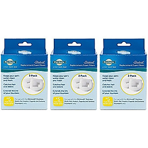 PetSafe Drinkwell 3 Pack of Replacement Foam Filter for 360 Lotus Pet Fountain, 2 Filters Per Pack