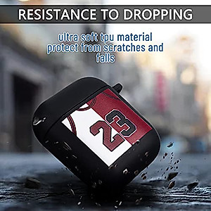Basketball case Cover Compatible with Airpods 2&1 [No.23] Sports Jersey Cool Fun Design Spirit Inheritance with Keychain Soft Skin Protective Case for Fans Boys Girls Teen-Size 23