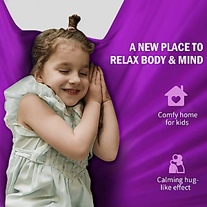 LOKEISNA Sensory Swing for Kids Indoor, Purple Kids Indoor Swing and Hammock Chair with Hardware，Comfortable and Adjustment Therapy Swing for Kids Indoor and Outdoor Space