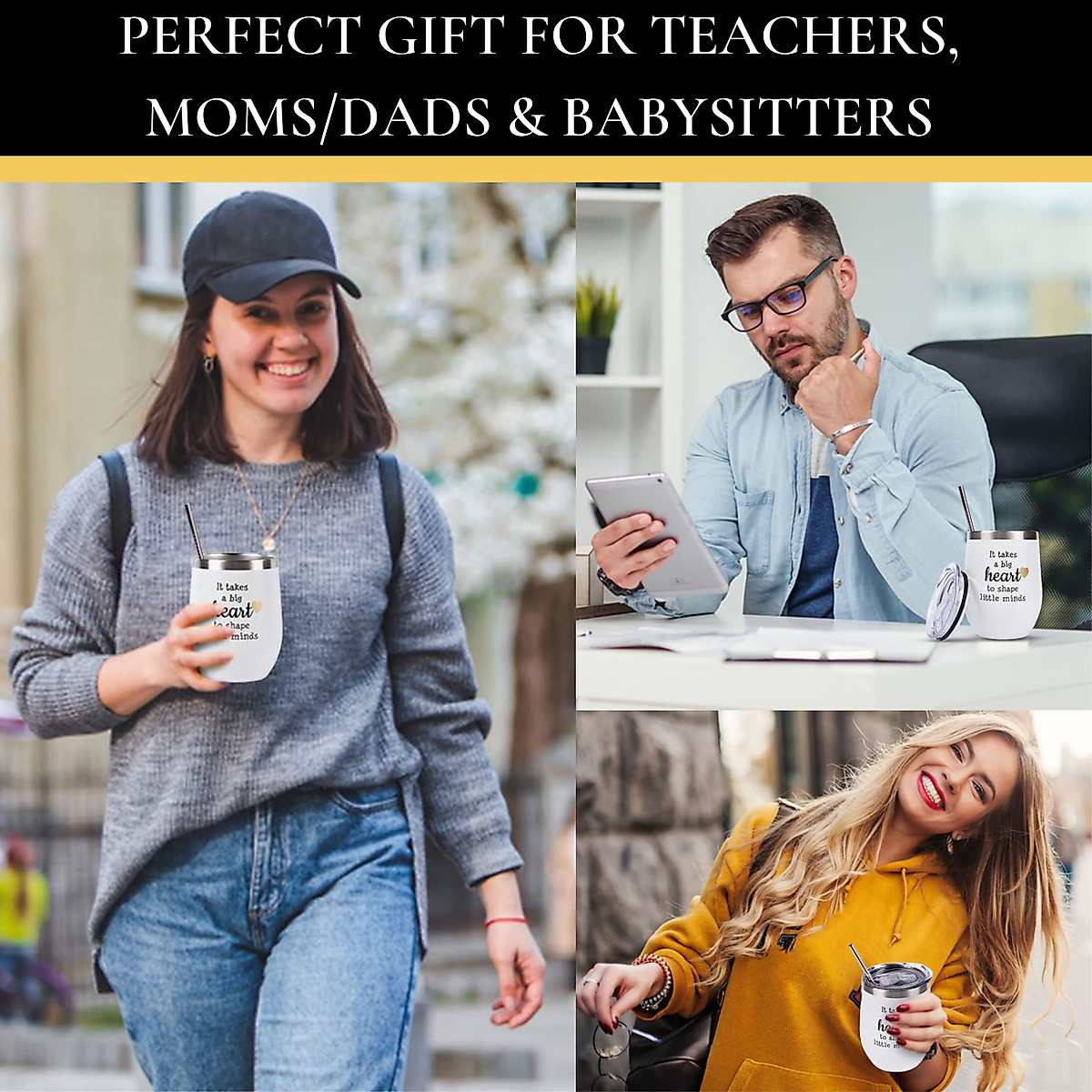 MARKHA Teacher Appreciation Week Gifts for Women Tumbler Cup - Best Teacher Gifts for Women - Cool Gifts for Teachers Women/Men Stainless Steel Teacher Tumbler with Straw and Lid - 12 oz
