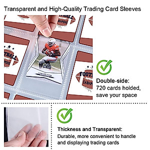 Football Cards Binder Holds Up to 720 Cards with 40 Sleeves, Famard Trading Card Binder with Wraparound Zipper and Convenient Carry Loop, 3-Ring Album for Card Collection Storage