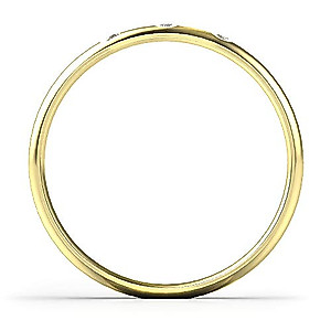 Kobelle Sz 10.0 Solid 10K Yellow Gold 3 Diamond 3MM Dome Wedding Anniversary Band Ring