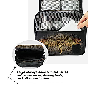 Omhonmi Hanging Toiletry Bag for Women Mandala Dragonfly,Waterproof Makeup Pouch,Portable Cosmetic Bag,Travel Bag with Hanging Hook for Woman Man Travel Accessories