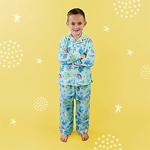 Wildkin Cotton Twin Sheet Set Bundle with Pajama Set Size 2T (Dinosaur Land)