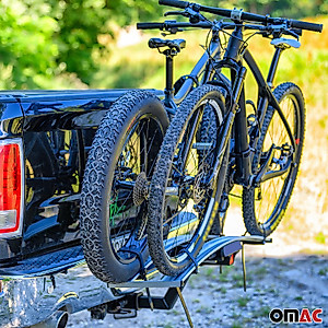 OMAC Auto Accessories Foldable Bike Rack Hitch Mounted | 2 Bicycle Carrier Racks Adjustable Hitches Suitable for Electric Bikes and Fat Bikes