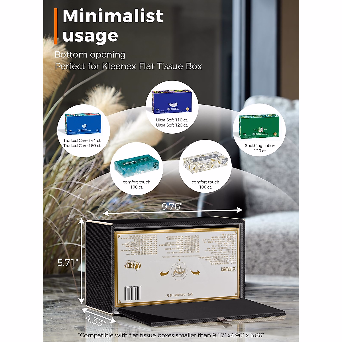 Cloudever Tissue Box Holder Cover Rectangular, Modern PU Leather Decorative Tissue Holders Organizer-Starry Black