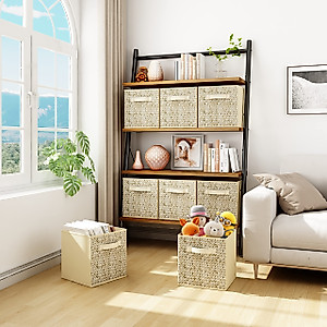 Wisdom Star 8 Pack Fabric Storage Cubes with Handle, Foldable 13x13x13 Inch Cube Storage Bins, Storage Baskets for Shelves, Storage Boxes for Organizing Closet Bins