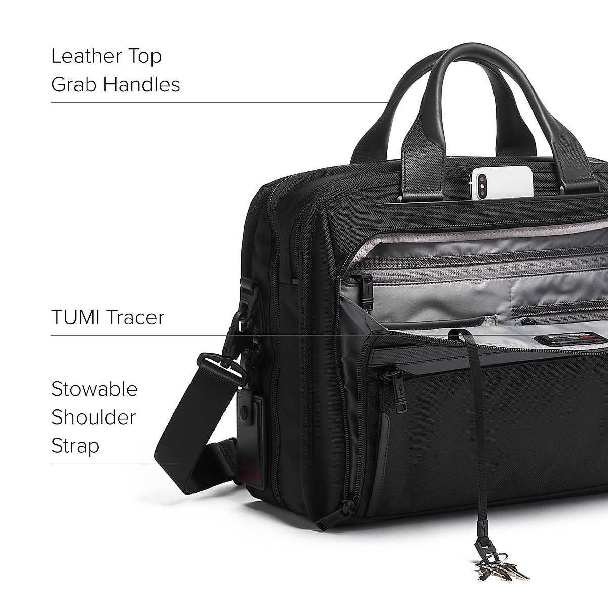 TUMI - Alpha Organizer Brief - Laptop Briefcase for Commute or Travel - Fits Up to 15" Laptop - Removable Shoulder Strap - Black