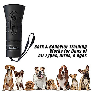 BarxBuddy Anti Barking Control Device (The Original Bark Training Tool) Ultrasonic Sound with LED Lights and Strap - Safe for All Dogs of All Breeds & Ages