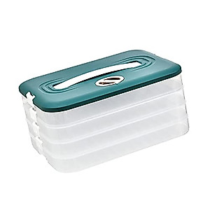 JISADER Large Storage Container for, 4-layer Food Grade Food Containers, Leak-proof, Stackable for Fish Eggs, Green