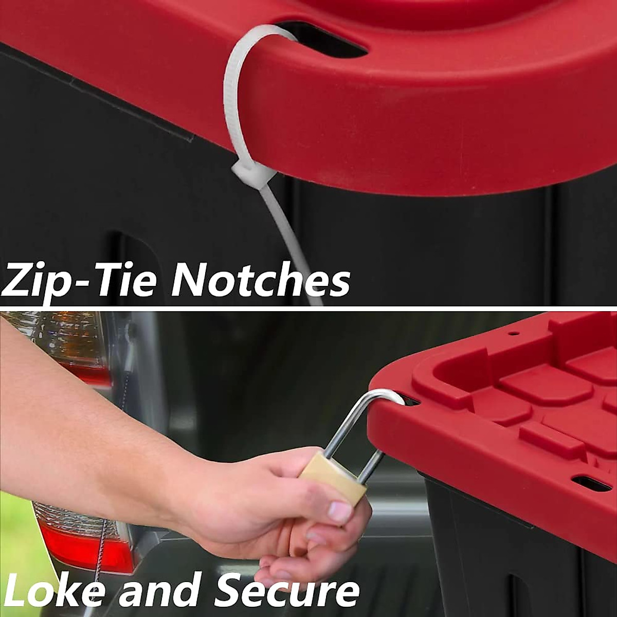 TUBYIC 40 Gallon Large Heavy-Duty Plastic Storage Tote with Lids,Storage Plastic Bin Tote Organizing Container with Durable Lid and Secure Latching Buckles, Black/Red, 3 Pack