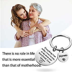 Gaoikerr Mother Day Keychain,Mom Birthday Gifts from Daughter Keychain-As My Mom and Best Friend,Love Always