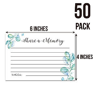 TENTADO Share A Memory Card Celebration of Life, Greenery Share a Memory Cards, For Birthday, Wedding, Funeral, Graduation, Bridal, Retirement, Going Away Party, Pack of 50, 4x6 Inch.