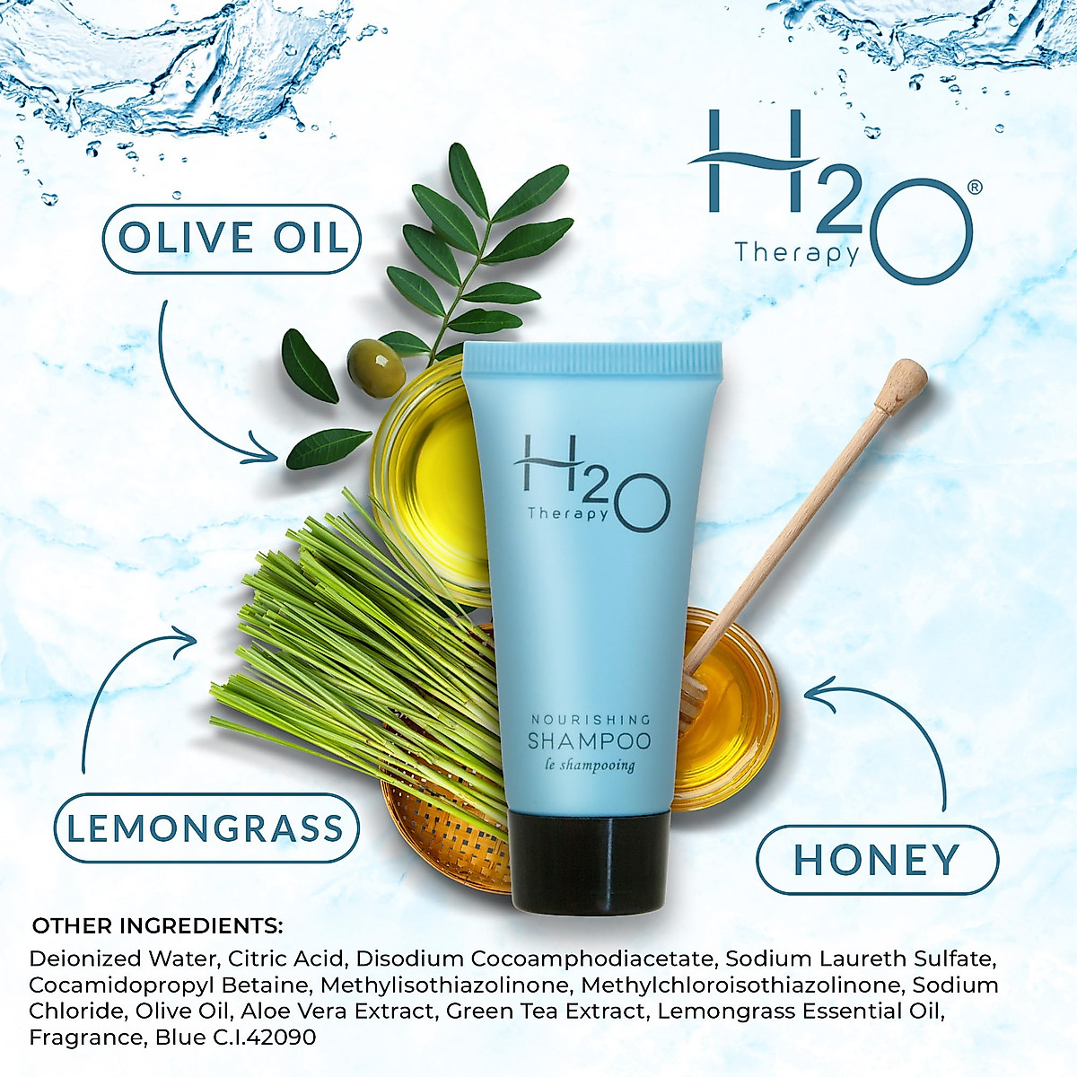 H2O Therapy Shampoo, Travel Size Hotel Hospitality, 0.85 oz (Case of 300)