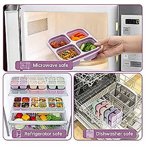 Luriseminger Bento Lunch Box，4 Compartment Snack Containers，Divided Snack Box，Meal Prep Lunch Containers FOR Kids/Toddle/Adults,Food Storage Containers for School, Work and Travel (Multicolor-5pack)