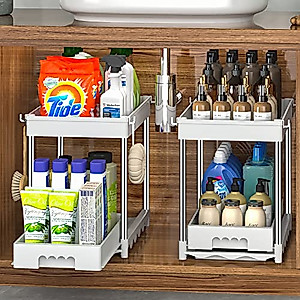 coorack Under Sink Organizers and Storage, 2-Tier Pull Out Cabinet Organizer Kitchen Drawer Organizer, Bathroom Organizer Under Cabinet Organizer Kitchen Shelf with Sliding Storage Drawer