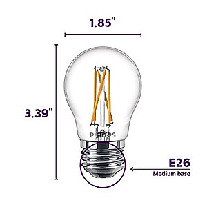 Philips LED Flicker-Free A15 Light Bulb, Dimmable Warm Glow Effect, 500 Lumen, 2700-2200K, EyeComfort Technology, 5.5W=60W, E26 Base, 8-Pack