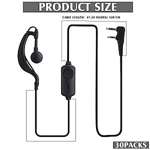 Kathfly 30 Pack Walkie Talkie Earpiece with Mic G Shape 2 Pin Headset Earpiece Two Way Radio Earpiece with Microphone Compatible with Baofeng UV-5R BF-888S Retevis H-777 RT21 RT22 PUXING HYT