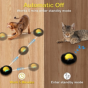 Muhhiba Interactive Cat Toys for Indoor Cats, Electric Cat Ball Fast Rolling in Pouch, Motion Activated Chirping Cat Toy, Hide and Seek Cat Toy with LED Light