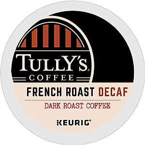 Tully's Coffee French Roast Decaf, Single-Serve Keurig K-Cup Pods, Dark Roast Coffee Pods, 96 Count, 24 Count (Pack of 4)