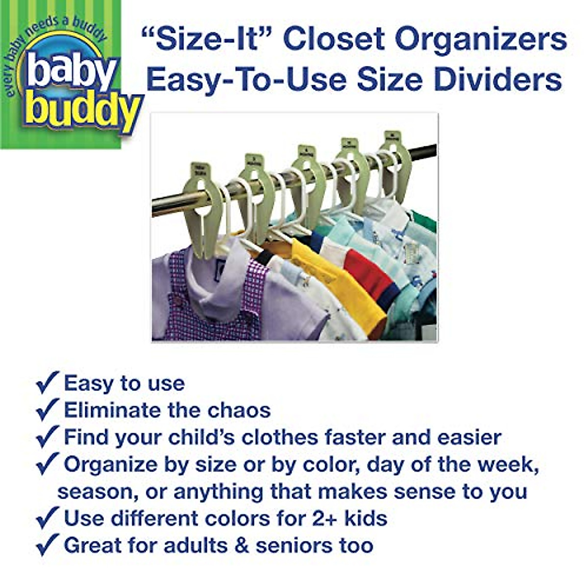Baby Buddy Size-It Closet Organizers, Size Dividers for Nursery Organization, Pink, 5 Count