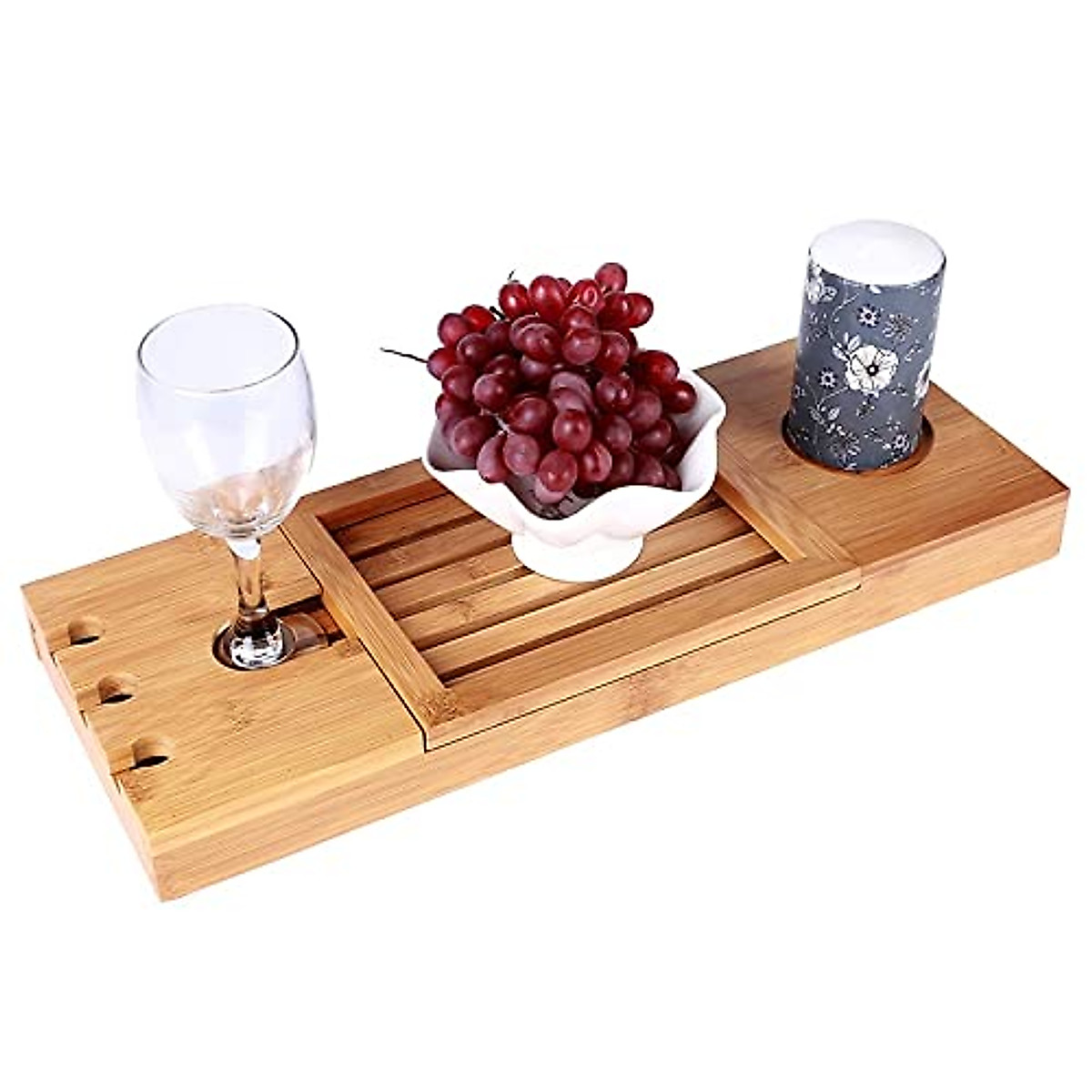 GANFANREN Extendable Bathtub Tray Shelf Bath Tub Tray Spa Bathtub Book Wine Tablet Holder Bathtub Bathroom Accessories