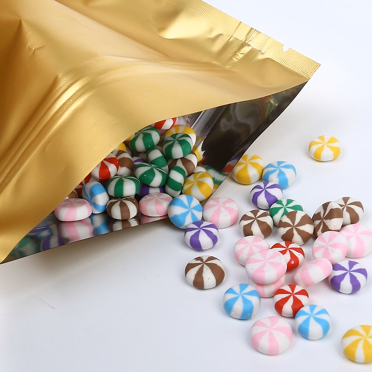 100 Gold Metallic Foil Zip Lock Stand Up Bags Pouches 12x18cm (4.7x7")