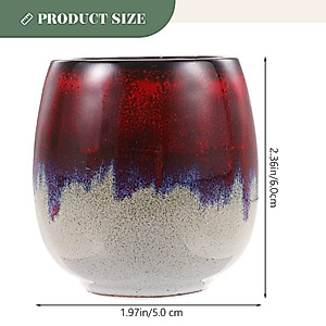 Didiseaon Handleless Ceramic Cup Ceramic Kiln-change Espresso Cup Small Coffee Cup Chinese Kung Fu Tea Cup Vintage Pottery Teacup Tasting Cup 80ml Red Asian Tea Cup