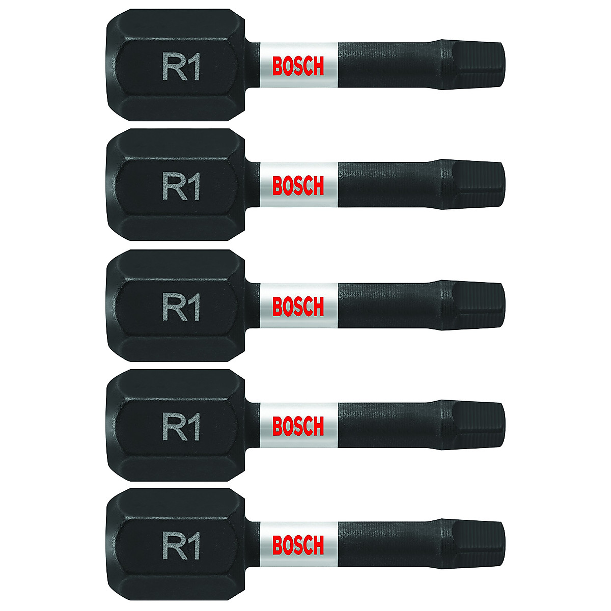 BOSCH ITSQ1105 5-Pack 1 In. Square #1 Impact Tough Screwdriving Insert Bits