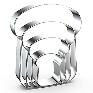 Slice of Bread Cookie Cutter Set - 5", 4", 3", 2" - 4 Piece Toast Food Cookie Cutters Shapes - Stainless Steel