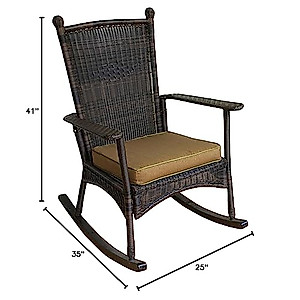 Tortuga Outdoor 3 Piece Portside Classic Rocking Chair with 1 side table, Dark Roast