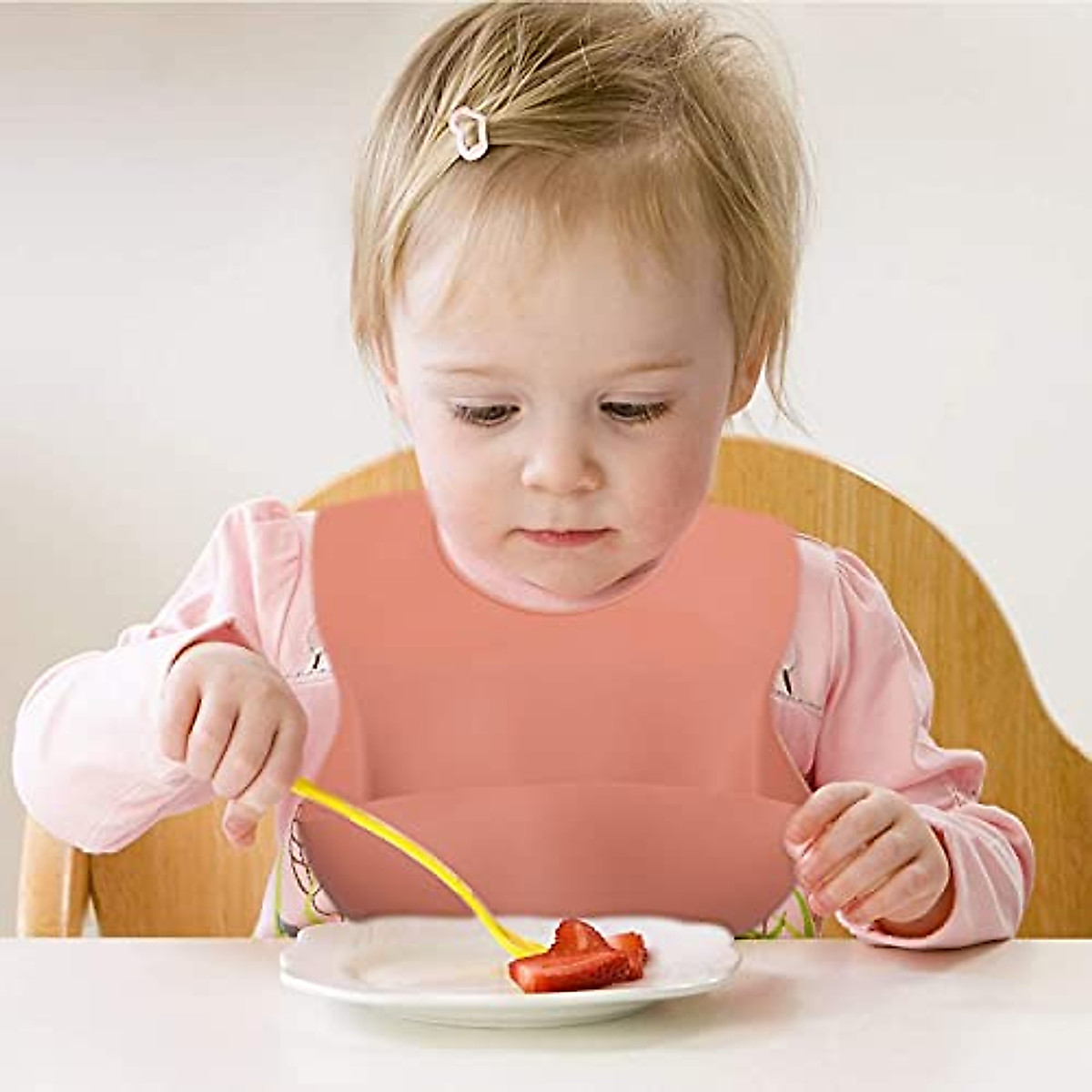 GODR7OY Silicone Baby Bib, BPA Free Waterproof Bibs, Adjustable 3PCS (Girls)