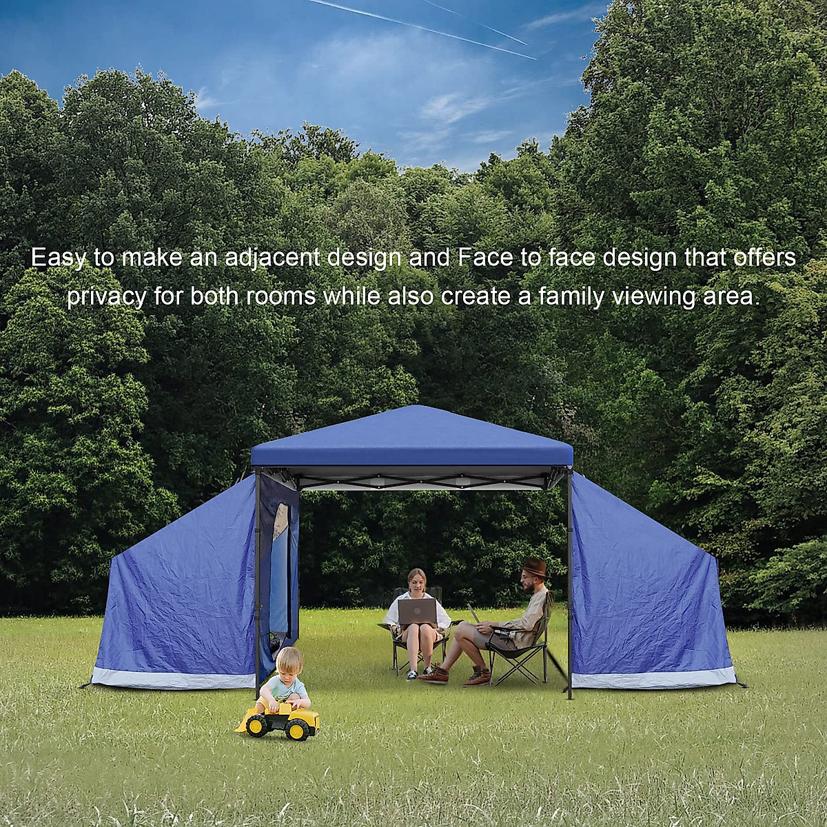 KAMPKEEPER Side Tent,Camping Tent for 10' x 10' Pop Up Canopy, Easy Set Up Gazebo,Compatible with 10' Wide Tents (Blue) Only Side Tent