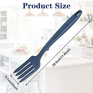 GEEHUA 11 Inch Silicone Flexible Fork, Heat Resistant Cooking Fork Nonstick Blending Fork Dishwasher Safe Kitchen Fork for Cooking Utensil for Kitchen Stir Mix Mash(Blue)