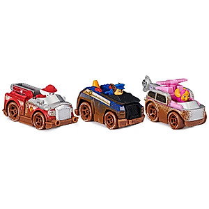PAW Patrol 6060795 3 Pack True Metal Ride On Mud Cars with Skye, Chase and Marshall 1:55 Scale Kids Toy